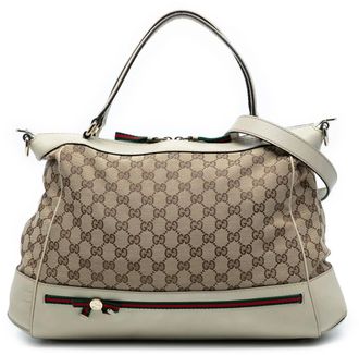 Gucci Hobo Bags - GG Canvas Web Mayfair Satchel - Gr. unisize - in Braun - für Damen