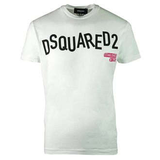 Dsquared2 Cool Fit - Wei&szlig;es T-shirt Mit Verzerrtem Logo