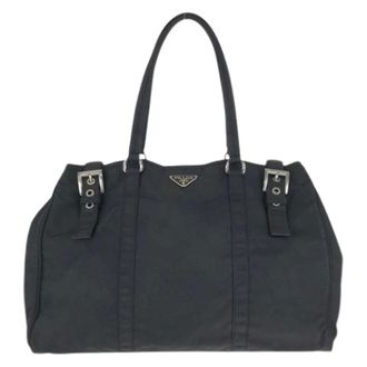 Prada Sac cabas Pre-owned en nylon Tessuto avec logo triangle - Femme - Pre-owned - Noir - Taille: ONE Size