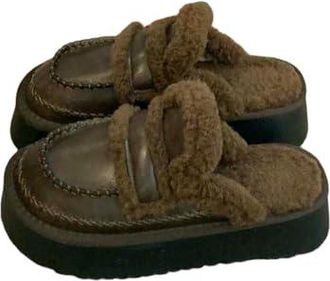 Generic YUJIEBB Chaussons Thi pour femme Automne Hiver Doublure en fourrure Bottes de neige Coton Pantoufles d&eacute;contract&eacute;es Sle chaud Confort, marron, 39.5 EU