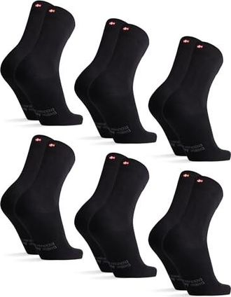Danish Endurance 6 Paires de Chaussettes en Coton Premium, Respirantes & Douces, Homme Femme, Noir, 43-47