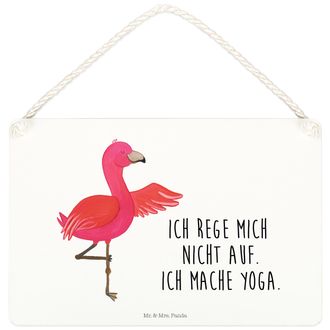 Mr. & Mrs. Panda h&auml;ngeschild Flamingo Yoga DIN A4 - Geschenk, T&uuml;rschild, Holztafel, Achtsamkeit, Entspannung, Holzschild, Schild, Familie, Meditieren, Rosa, Wandbild H