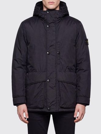 Stone Island Parka courte d&eacute;perlante avec capuche r&eacute;glable et logo
