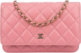 Chanel Crossbody Bags - Chanel Pink Caviar Leather Wallet On Chain Crossbo - Gr. unisize - in Gold - f&uuml;r Damen