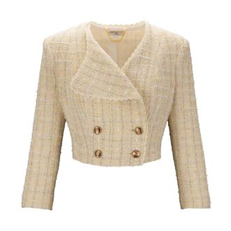 Elisabetta Franchi Tweed Jackets - - Jackets - Damen - Gelb - M