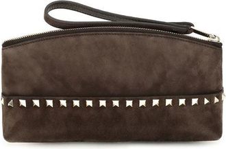 Valentino Garavani Womens Brown Suede Leather Handbag Bag