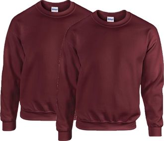 Gildan 2er Herren Sweatshirt Heavy Blend Sweat M L XL 2XL 3XL 4XL 5XL in verschiedenen Farbsets & HLKauf-Block (2X Maroon & 1x HLKauf-Block, XXL)