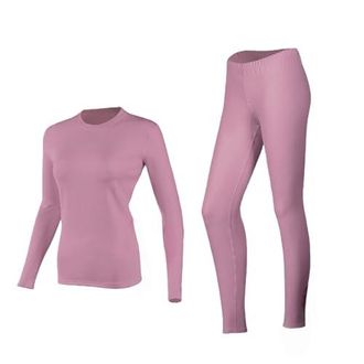 Generic Chemise thermique &agrave; manches longues doubl&eacute;e en polaire pour femme, sous-v&ecirc;tement doux &agrave; col rond, couche de base l&eacute;g&egrave;re, rose, XXL