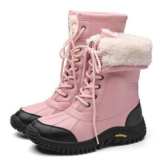 Pangolin Bottes de Neige Femme Chaudes Doubl&eacute;es Polaire - Bottes dHiver &agrave; Lacets Mi-Mollet - Tige D&eacute;perlante - Semelle Antid&eacute;rapante Outdoor Rose 38 EU