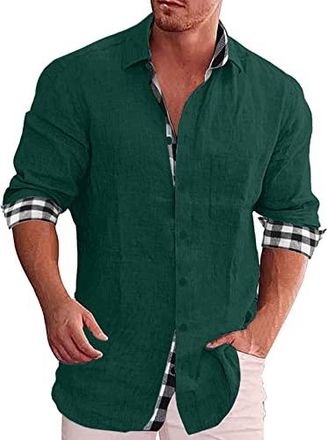 Generic Oxford Chemise à manches longues en coton pour homme - Infroissable - Chemise daffaires - Chemise de bureau - Coupe ajustée - Avec poche - Chemise à c