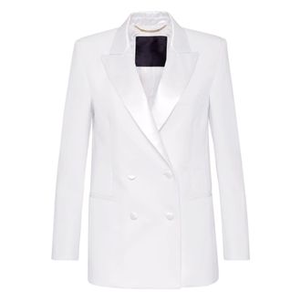 Philipp Plein Femme, Vestes, Blanc, Taille: 42 FR Boxy Blazer