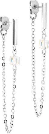 Coeur de Lion Ohrringe - Ohrringe Mini Cubes & Chain - Gr. unisize - in Wei&szlig; - f&uuml;r Damen