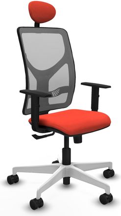 Piqueras y Crespo B&uuml;rostuhl mit 1D-Armlehnen und festem Kopfteil, ausgestattet mit Sincro 3 Positionen und Schneideschaum. Mit Rollen von 65 mm Nylon, Grau/Dunkelorange