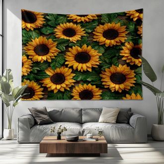 Generic 3D Druck Wandteppiche Poster Ornament 230x180cm Pflanzen Sonnenblumen Drucke Wandteppich Weich Waschbar Gr&uuml;N Wandteppich f&uuml;r Wohnzimmer Schlafzimmer A