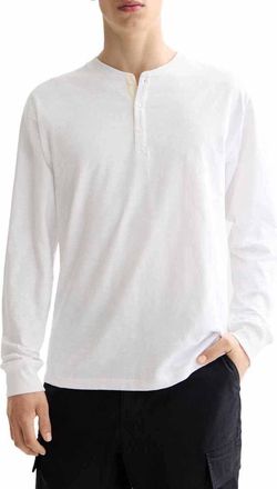 Scotch & Soda Herren Slub Shirt Ls Henley-Hemd, Bright White 101, L