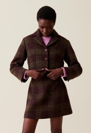 Claudie Pierlot Veste courte carreaux boutonn&eacute;e
