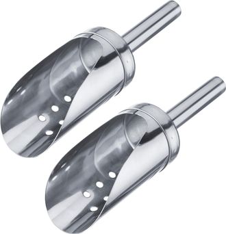Westmark Eisschaufel/Schaufel, 2Stk. - Die runde Eisschaufel aus Edelstahl, ideal für Crushed Ice und Eiswürfel, mit Löchern zum einfachen Abtropfen - Silber,1