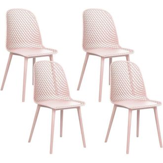 Beliani Esszimmerst&uuml;hle 4er Set Pastellrosa aus Kunststoff St&uuml;hle f&uuml;r Esszimmer Esstisch Modern Minimalistisch