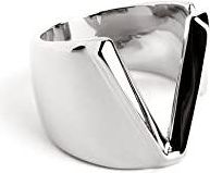 Singularu Bague personnalisée Letter Signet. Solide et ajustable. Laiton avec finition plaqué rhodium. Taille unique. Bijoux pour femme. Lettre V