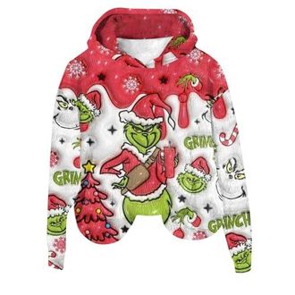Generic Le Grinch Sweat Femme A Capuche Christmas Chaud Adulte Pyjama Pull Noël The Costume Oversize Pilou Moche De Femmes Vetement Noel Sweet Vêtements Degui