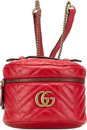 Gucci Rucks&auml;cke - GG Marmont Round Matelasse Leather Backpack - Gr. unisize - in Rot - f&uuml;r Damen