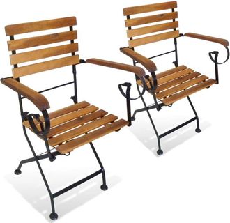vidaXL Vidaxl - Chaises pliables de jardin 2 pcs Acier et bois dacacia solide