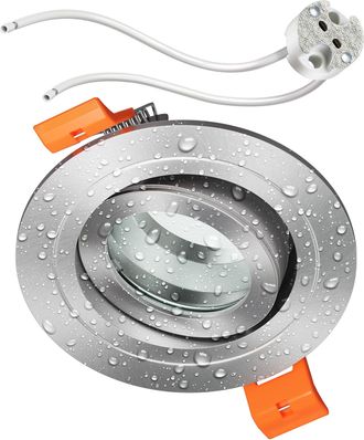 LEDs Com Bad-Deckeneinbaurahmen ERID, Feuchtraum, Badezimmer, IP44, rund, schwenkbar, aluminium matt, inkl. GU5.3 Fassung