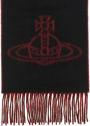 Vivienne Westwood Orb Logo Wool Scarf - Black