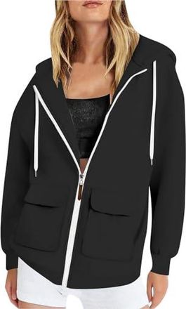 Generic Vestes pour femmes, veste polaire &agrave; capuche grande taille pour fermeture &eacute;clair, v&ecirc;tements dext&eacute;rieur d&eacute;contract&eacute;s, confortables, doux et chauds, v&ecirc;te