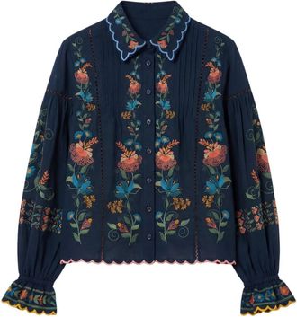 Farm Rio Farm Rio, Femme, Blouses et Chemises, Multicolore, Taille: 36 FR Blouse Jardin Brod&eacute;