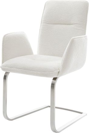 DELIFE Schwingstuhl Vinja-Flex Freischwinger flach Edelstahl Boucl&eacute; Soft Beige