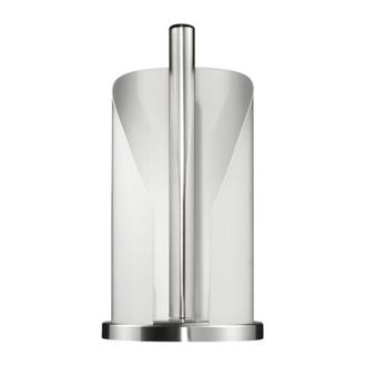 WESCO Porte-rouleau de papier de couleur blanche en acier inoxydable et t&ocirc;le dacier laqu&eacute;e de couleur, socle stable en acier inoxydable, pour rouleaux de pa