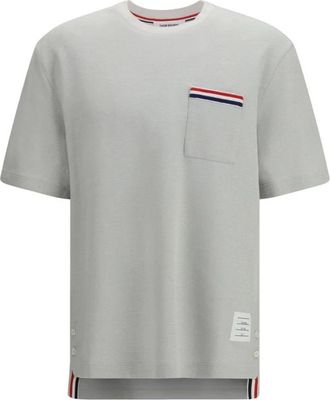 Thom Browne Texturiertes Baumwoll-Leinen T-Shirt - - Tops - Herren - Grau - S