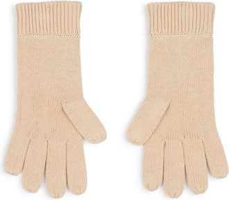 Chlo&eacute; Logo-Embroidered Cotton-Wool Gloves - Beige