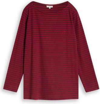 Tom Tailor Langarmshirt T-Shirt (im Einserpack) Plus Size - Langarmshirt mit Streifenmuster