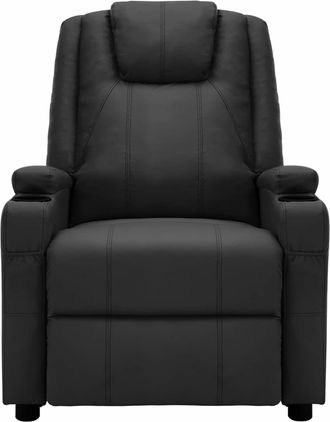 tidyard Massagesessel Elektrisch mit Heizung Massage Fernsehsessel Relaxsessel Ruhesessel TV Sessel Liegesessel Polstersessel Schwarz Kunstleder