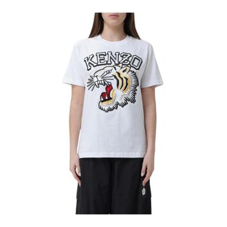 Kenzo Besticktes Tigerkopf T-Shirt Wei&szlig; Frau - - Tops - Damen - Wei&szlig; - M