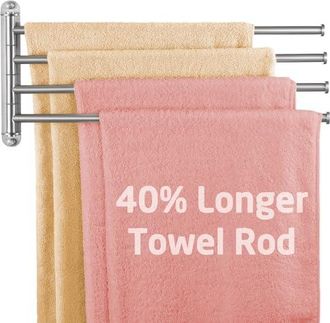 Kes Handtuchhalter Schwenkbar Handtuchstange 4 Armig Bad Edelstahl SUS304 Badetuchhalter 50CM 180° Drehung Gebürstet, A2103S4L50-2