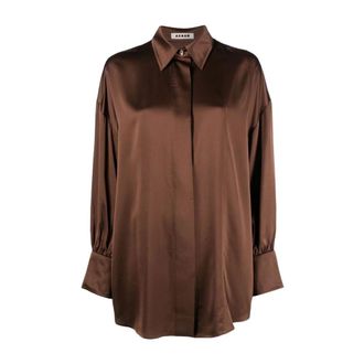 &Aacute;eron Braunes Oversized Pyjama Shirt - - Blouses & Shirts - Damen - Braun - M