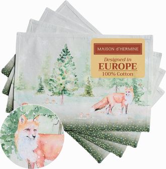 Maison d'Hermine Maison dHermine Platzsets 4er-Set 100% Baumwolle waschbare Tischsets Wiederverwendbare Tischsets f&uuml;r Weihnachtsdekorationenn K&uuml;che Esszimmer Hochzeit 