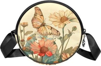 Generic Sac &agrave; bandouli&egrave;re rond pour femme, petit sac &agrave; bandouli&egrave;re avec fermeture &eacute;clair, bretelles r&eacute;glables, style d&eacute;contract&eacute;, pour femmes et filles