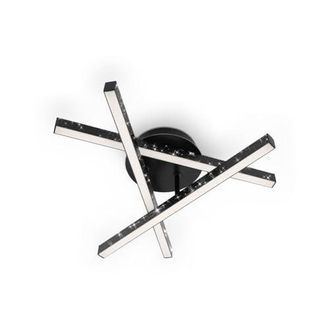 Briloner Plafonnier LED avec effet paillet&eacute;, couleur de lumi&egrave;re blanc chaud, lampe de plafond LED en noir, 15 watts, lampe de salon, 400x355x112 mm (LxlxH)