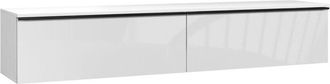 HOMCOM Homcom - Meuble tv suspendu meuble tv flottant design façade blanc laqué 2 portes
