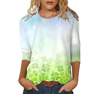 Generic T-shirt &agrave; manches 3/4 pour femme - Haut vert tr&egrave;fle - Coupe ample - Pour femme - Pull coupe ajust&eacute;e - Costume de festival, s, XXL
