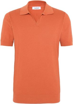 Gran Sasso Feinstrick-Poloshirt in Wabenstruktur mit Variokragen in
