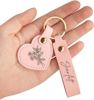 Generic Porte-cl&eacute;s personnalis&eacute; en cuir en forme de coeur en forme de coeur pour sac &agrave; dos, f&ecirc;te des m&egrave;res, cadeau danniversaire pour femme, demoiselles dhonn