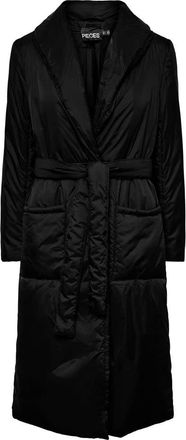 Pieces Damen Pcaria Tie Belt Jacket Mantel, Schwarz, XL EU