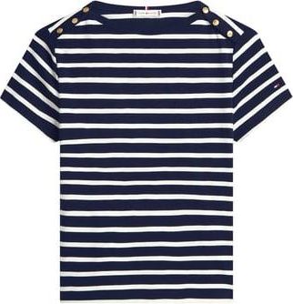 Tommy Hilfiger T-shirt &agrave; boutons ray&eacute; en coton