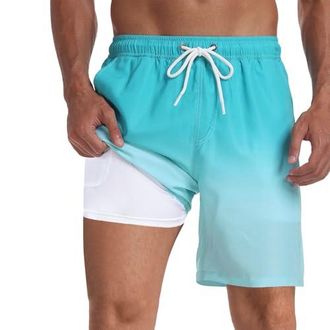 Generic Short de bain pour homme pour les sorties de loisirs et la vie quotidienne. Maillot de bain l&eacute;ger et respirant avec design d&eacute;grad&eacute; de couleur pour les