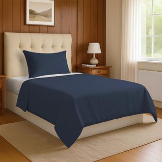 Pizuna 800 Fadenzahl aus Luxus Bettw&auml;sche Dunkelblau, 100% Langstaple Baumwolle Bettbezug und Kissenbezug, 100% Baumwolle Mako Satin 2-Teilig Bettw&auml;scheset 1